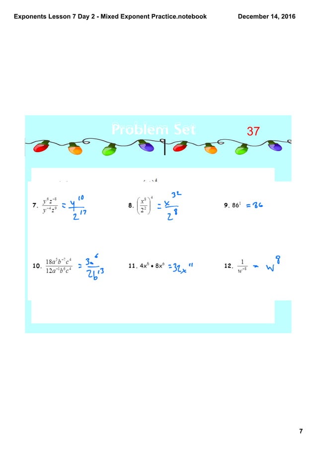 Exponents lesson 7 day 2 mixed exponent practice | PDF