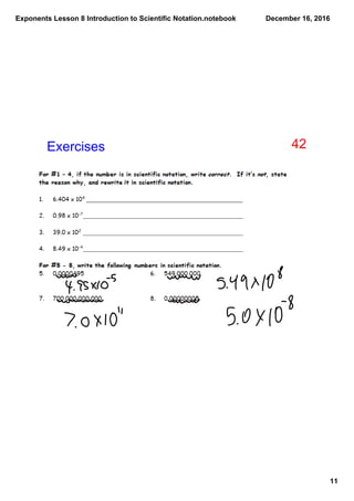 Exponents lesson 8 introduction to scientific notation | PDF