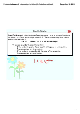 Exponents lesson 8 introduction to scientific notation | PDF