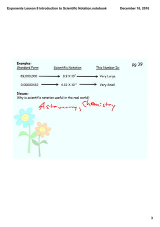 Exponents lesson 8 introduction to scientific notation | PDF
