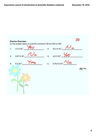 Exponents lesson 8 introduction to scientific notation | PDF