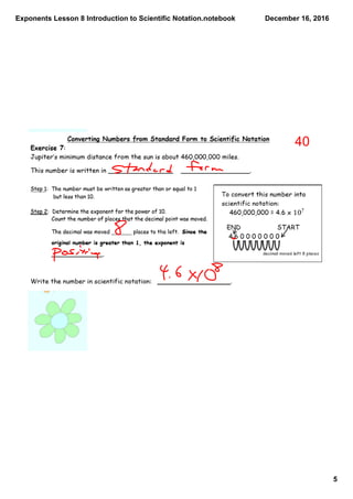 Exponents lesson 8 introduction to scientific notation | PDF
