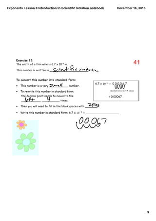 Exponents lesson 8 introduction to scientific notation | PDF