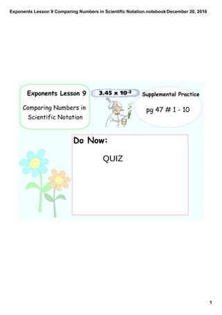 Exponents lesson 9 comparing numbers in scientific notation | PDF