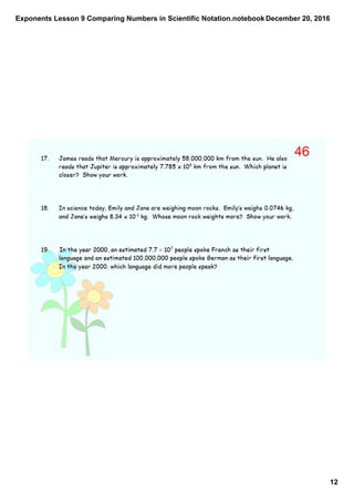 Exponents lesson 9 comparing numbers in scientific notation | PDF