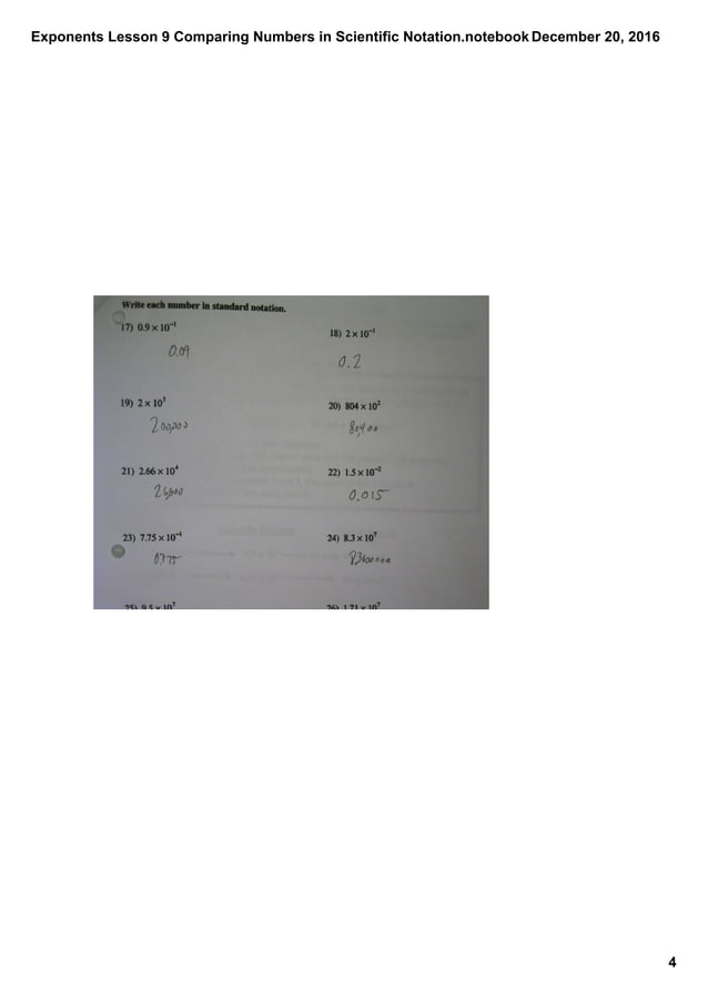 Exponents lesson 9 comparing numbers in scientific notation | PDF