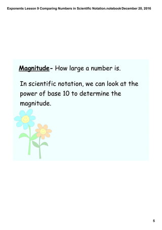 Exponents lesson 9 comparing numbers in scientific notation | PDF