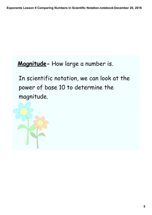 Exponents lesson 9 comparing numbers in scientific notation | PDF
