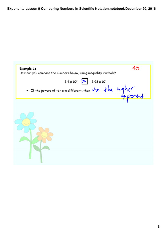 Exponents lesson 9 comparing numbers in scientific notation | PDF