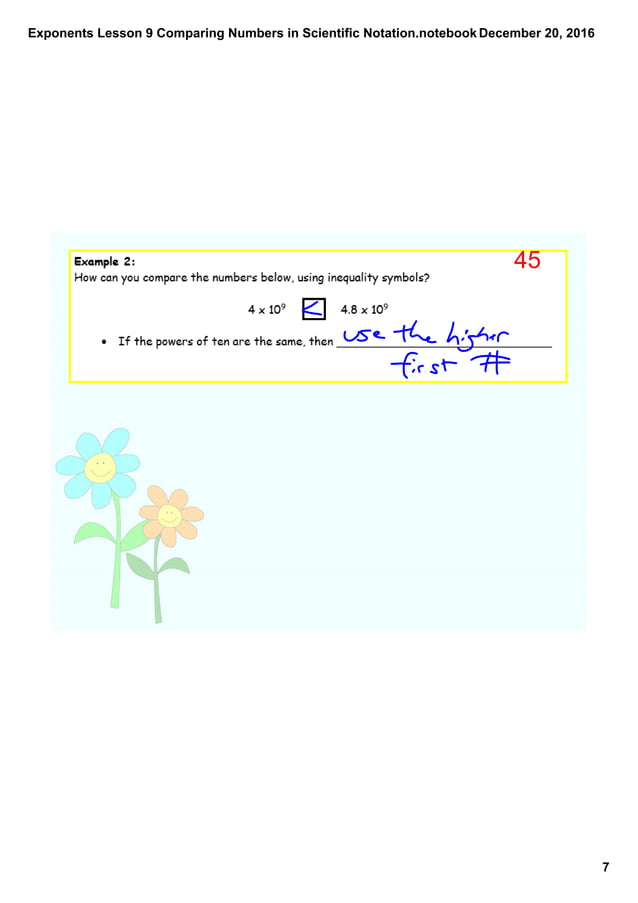 Exponents lesson 9 comparing numbers in scientific notation | PDF