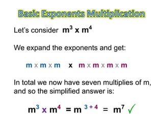 Algebra Exponents Multiplication | PPTX | Physics | Science