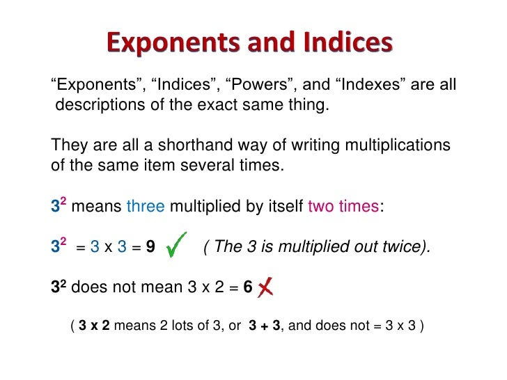 Basic Exponents and Indices