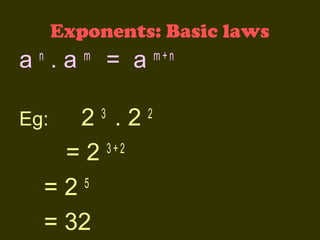 Exponets laws& examples | PPT