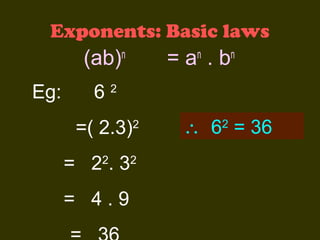 Exponets laws& examples | PPT