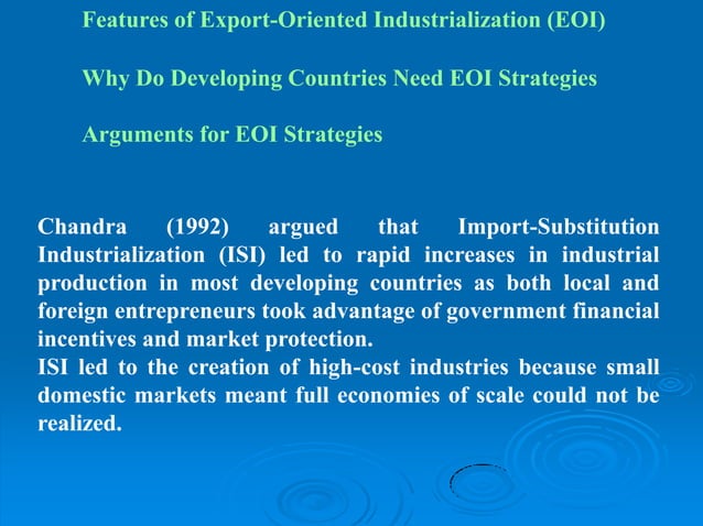 Export-Oriented Industrialization (EOI): Arguments For and Against What ...