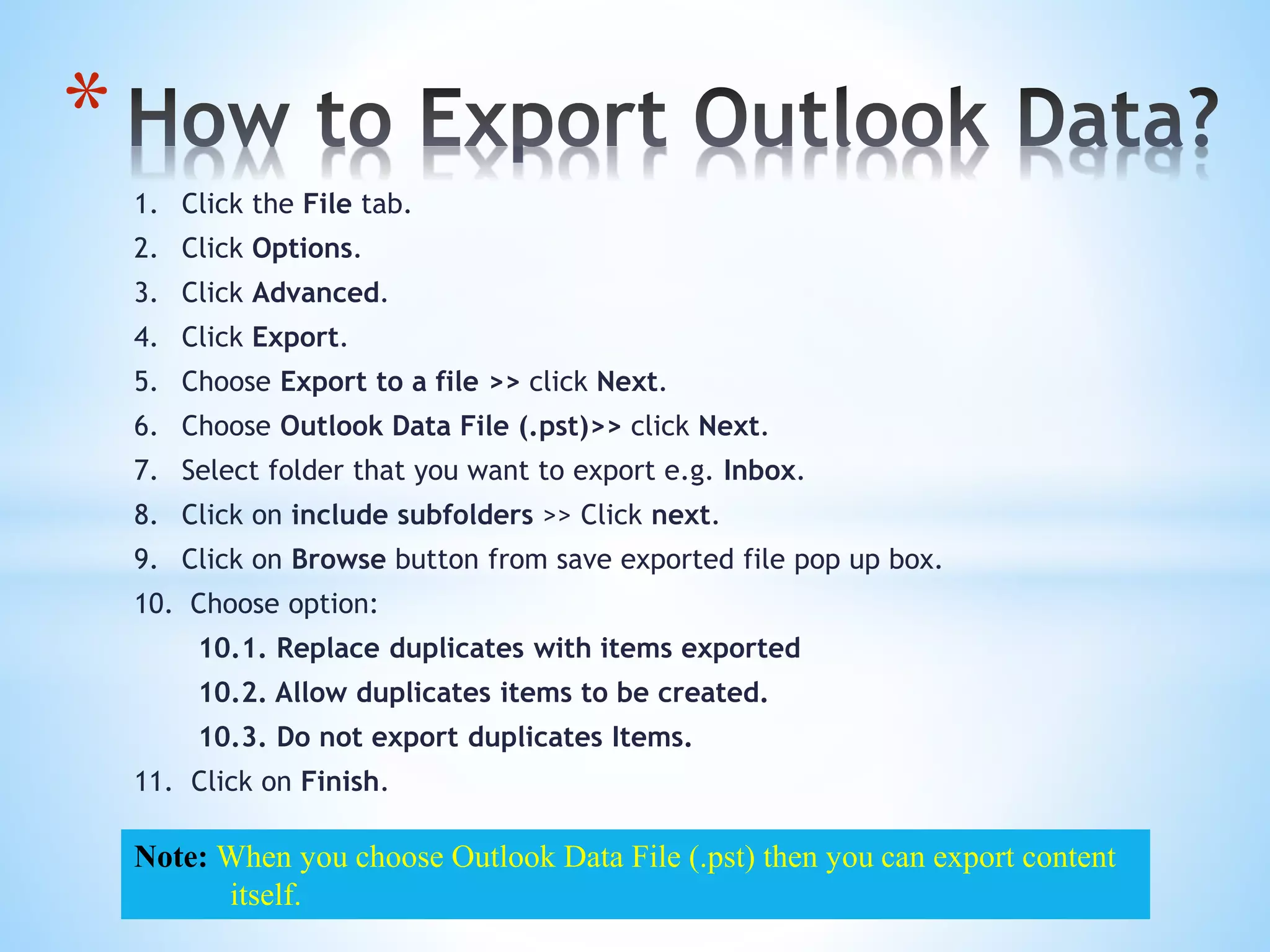 How to Export Outlook Data File? | PPTX | Email | Internet