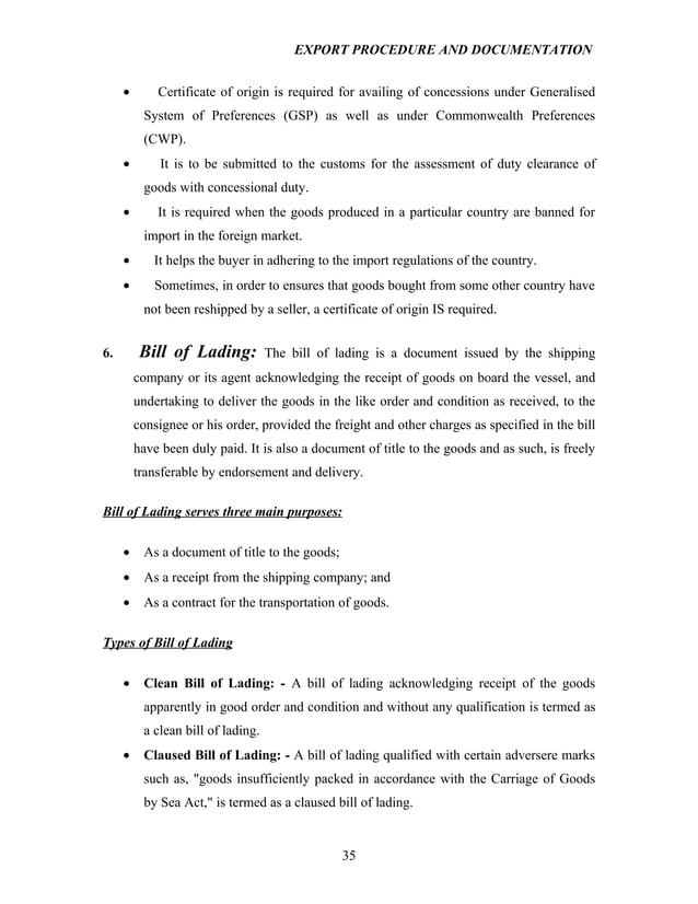 Export Procedure And Documentation Project Report On Doc
