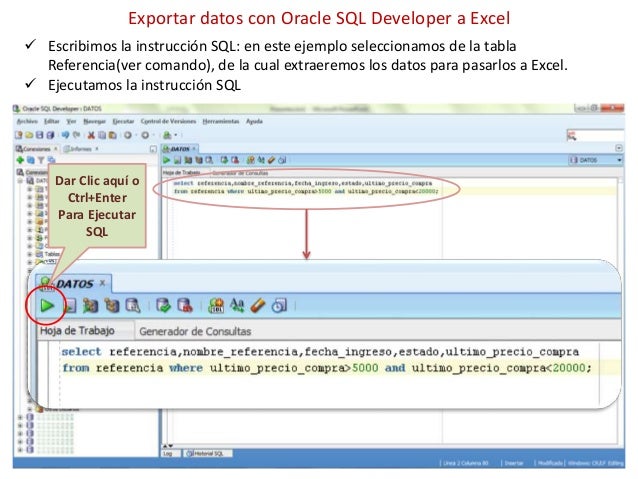 Exportar Datos Con Oracle Sql Developer A Excel