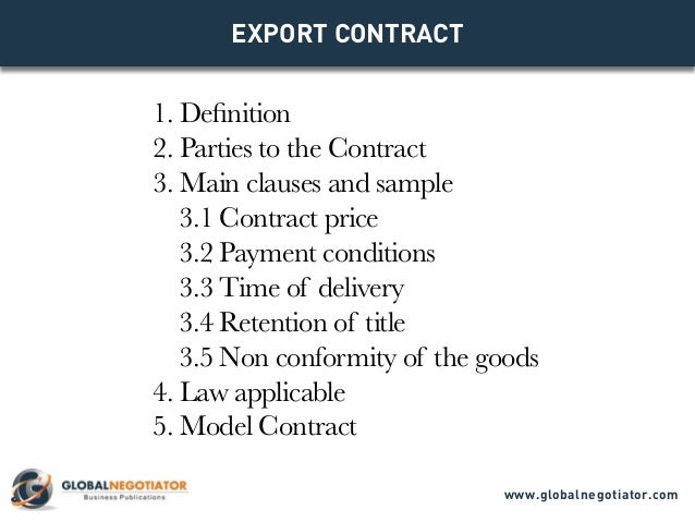 EXPORT CONTRACT - Contract Template and Sample