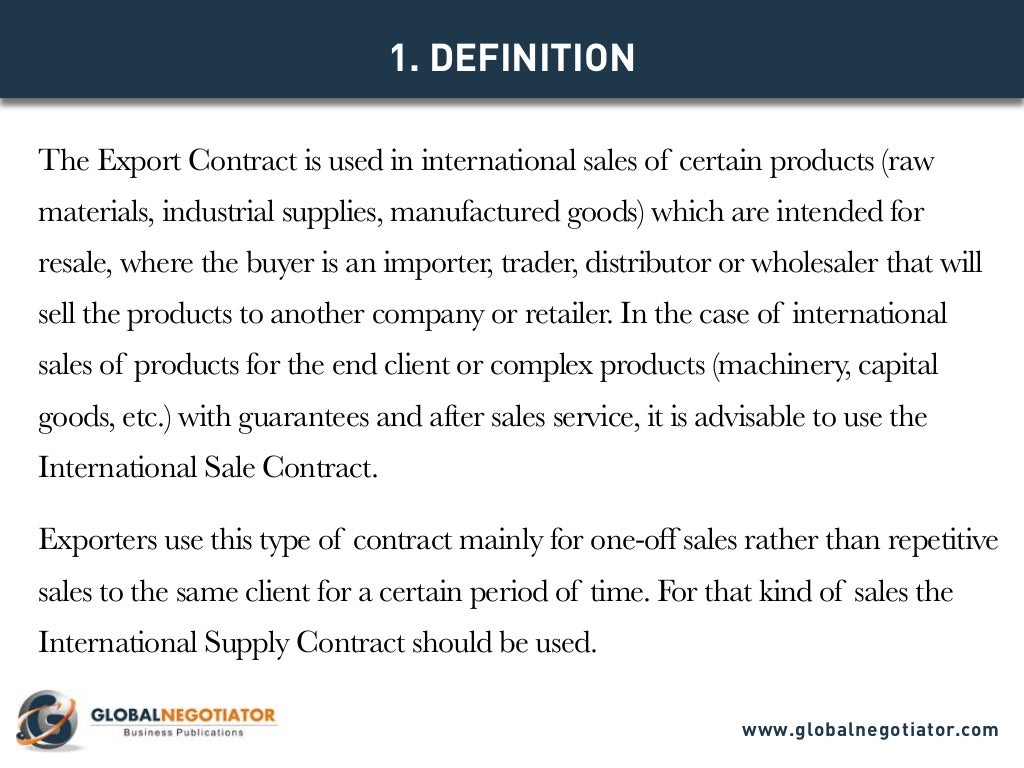 Export Contract Contract Template And Sample