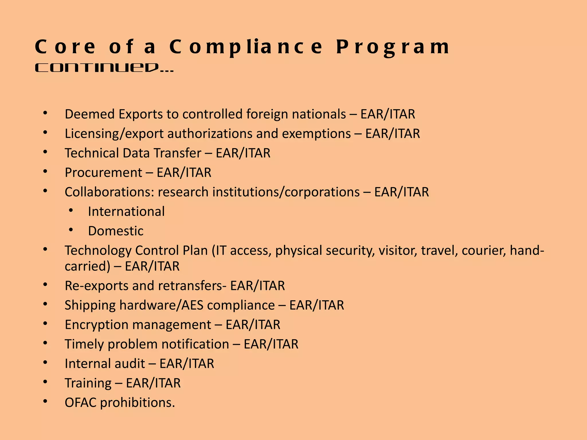 Export Control Overview | PPT