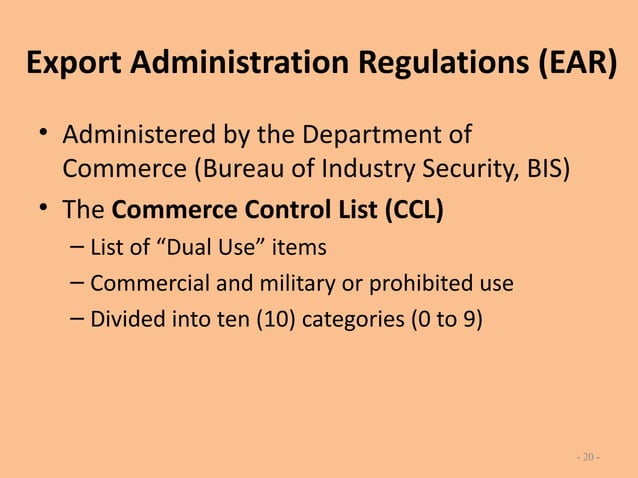 Export Control Overview | PPT | Logistics | Business