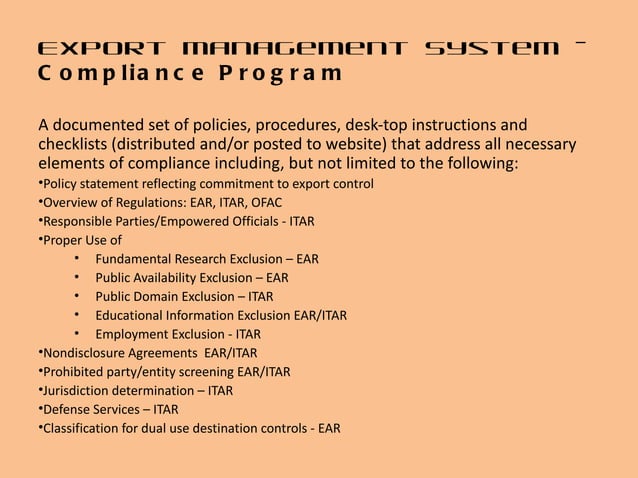 Export Control Overview | PPT | Logistics | Business