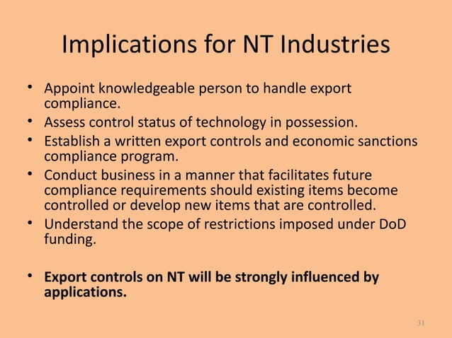 Export Control Overview | PPT | Logistics | Business
