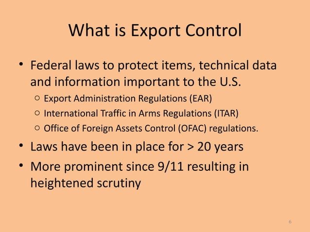 Export Control Overview | PPT | Logistics | Business
