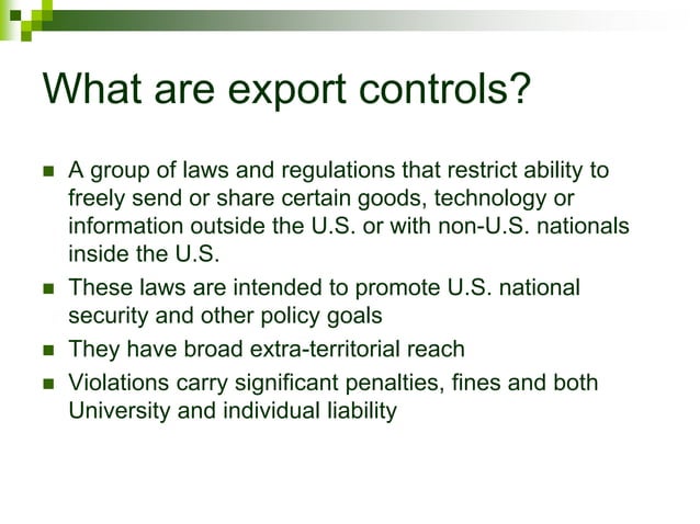 Working with Universities on Export-Controlled Technology | PPTX ...