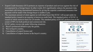 Export credit gurantee corporaton of india (ecgc | PPTX