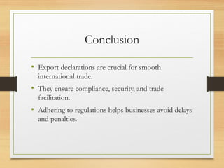 Understanding Export Declarations: A Comprehensive Guide | PPTX