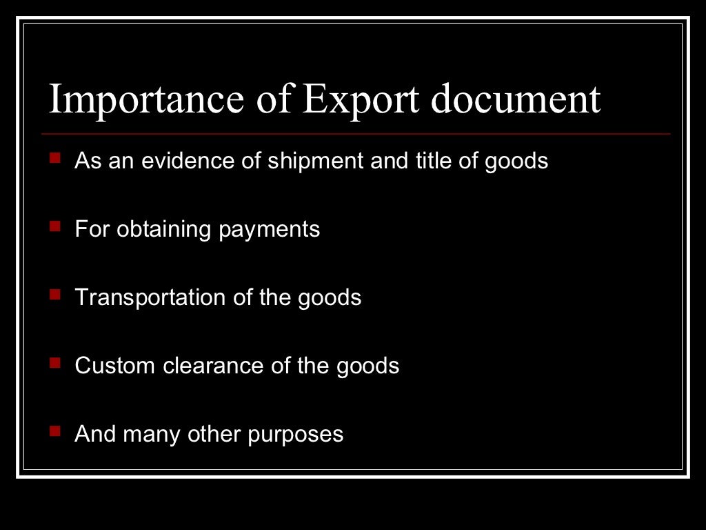 Export+documentation