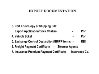 Export documentation | PPT