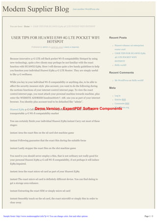 USER TIPS FOR HUAWEI E589 4G LTE POCKET WIFI HOTSPOT | PDF
