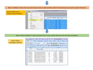 Export endnote library to excel | PPT