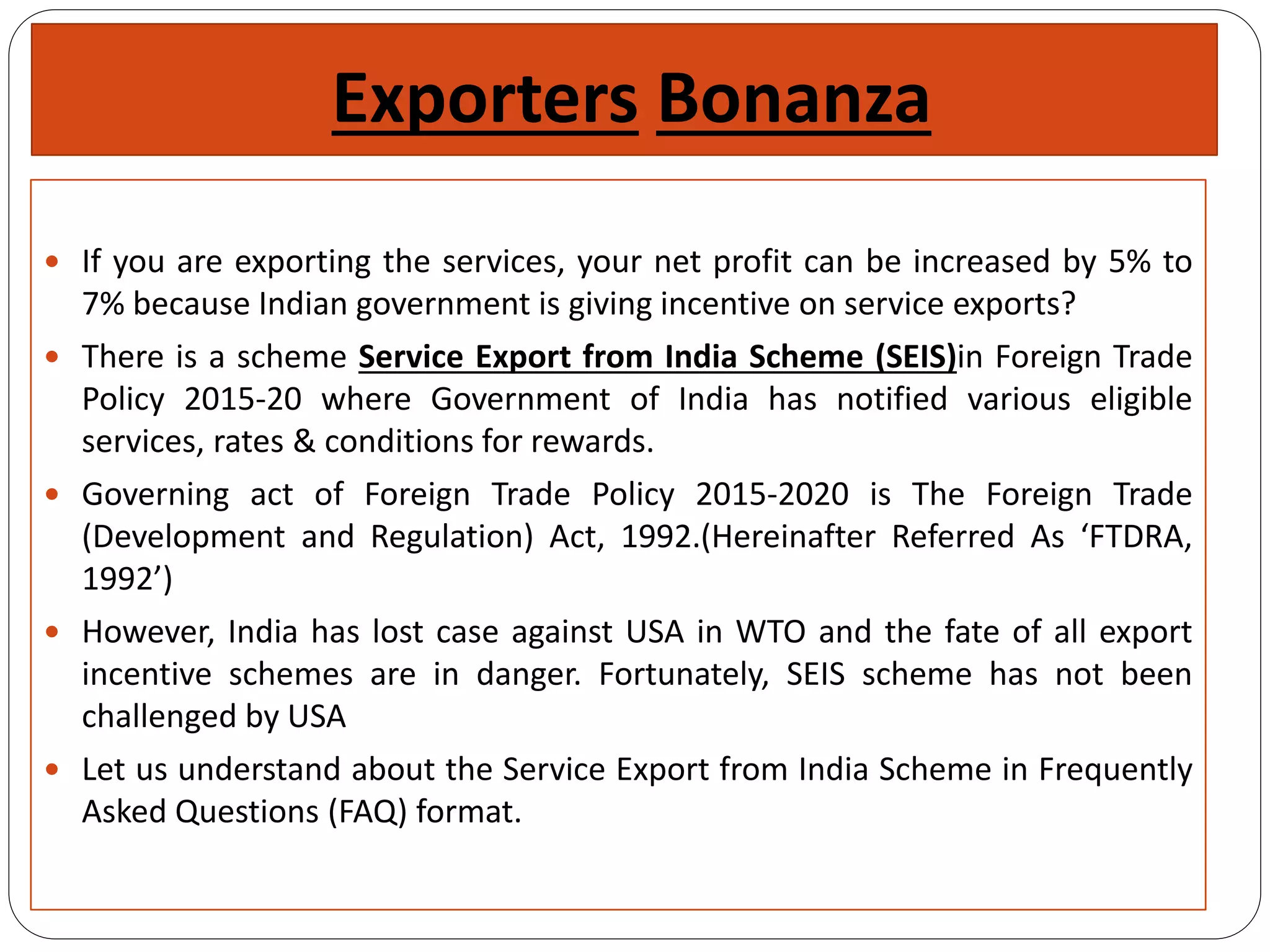 Exporters bonanza seis | PPTX