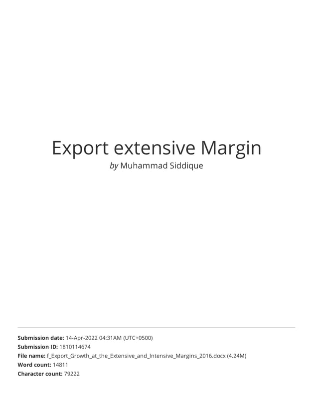 Export extensive Margin A comparative Analysis | PDF