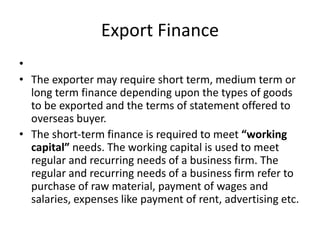 Export finance | PPTX