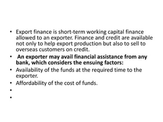 Export finance | PPTX