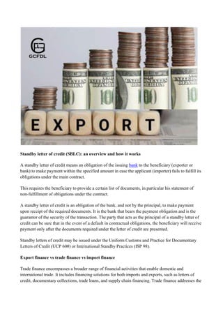 Export Finance with SBLC Backing . | PDF