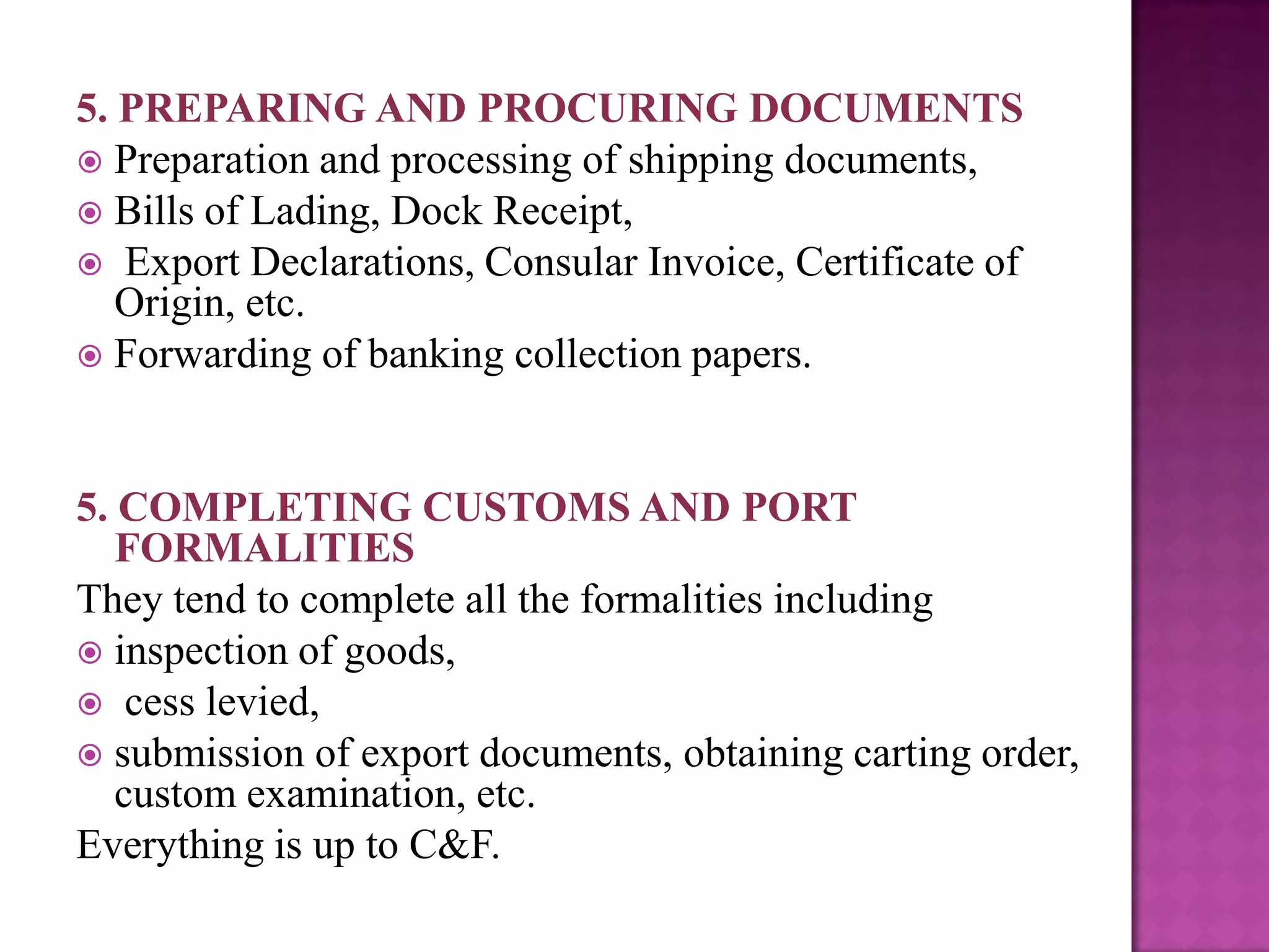 role of clearing and forwarding agent- export import documentation | PDF
