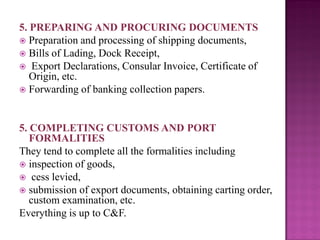role of clearing and forwarding agent- export import documentation | PDF