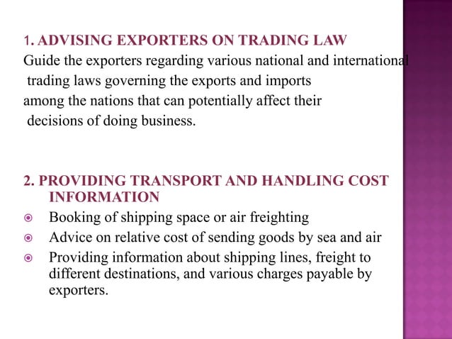 Role Of Clearing And Forwarding Agent Export Import Documentation Ppt