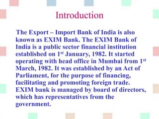 Export – import bank of india | PPTX