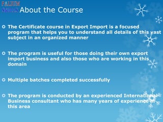 Certificate Course in Export Import | PPT