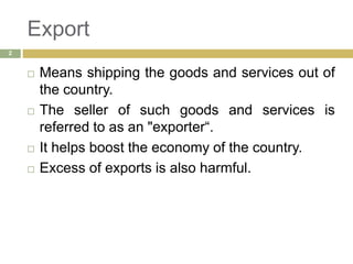 Export, Import & External Debt | PPTX