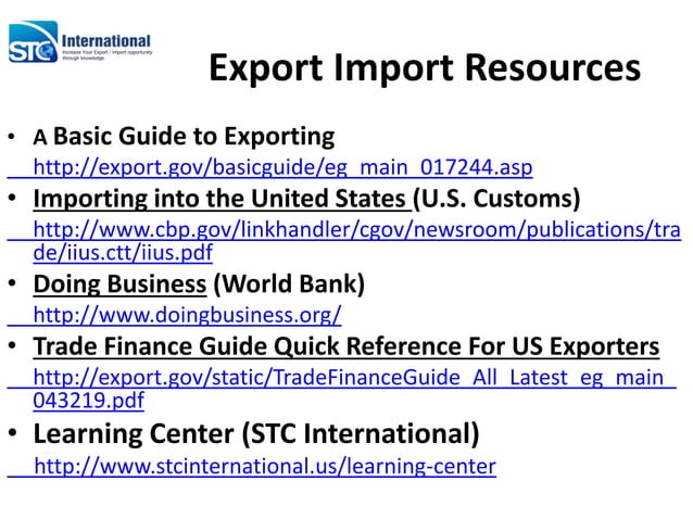 Export Import Learning Resources | PDF