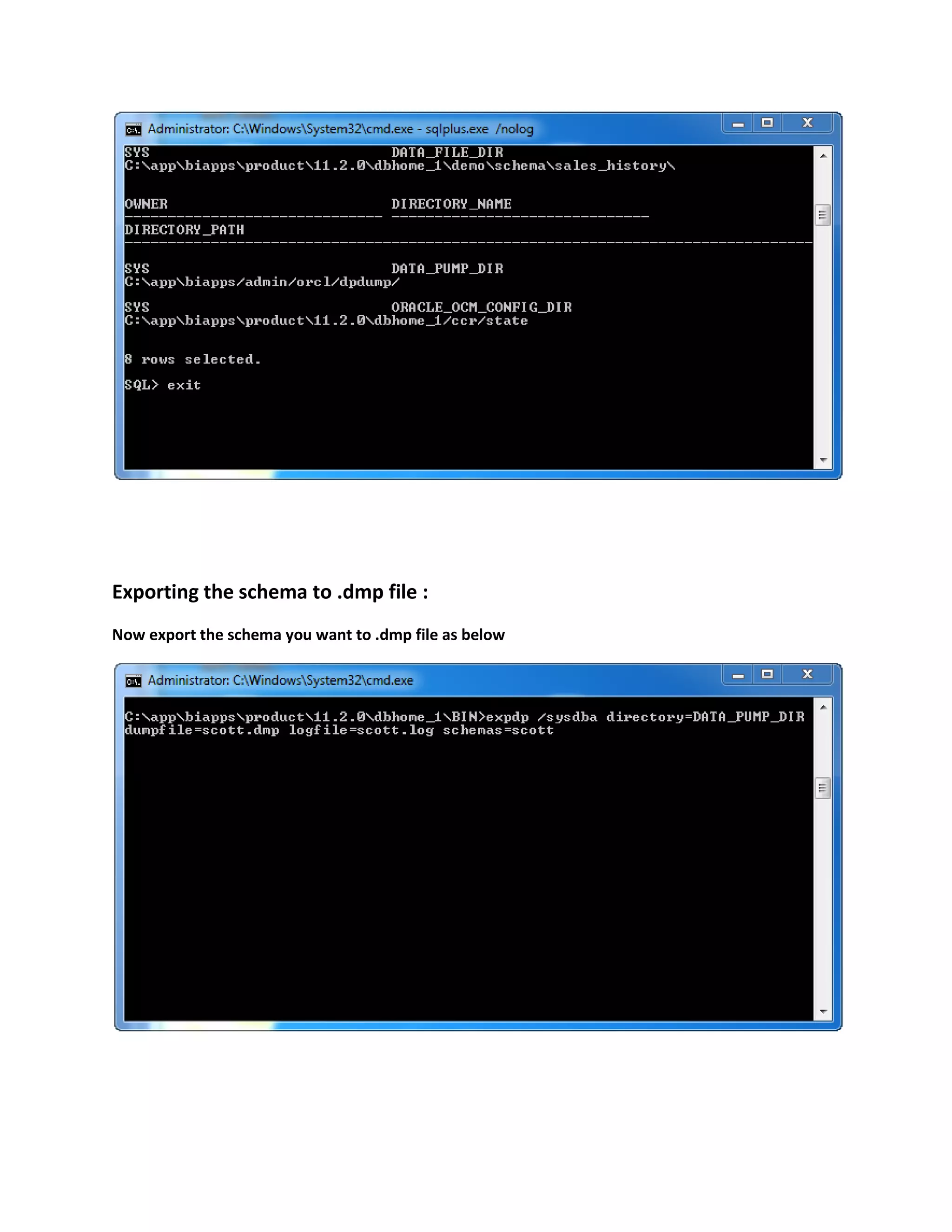 Exporting Schema To Dmp File And Importing It Into Other Oracle Database Pdf 3876
