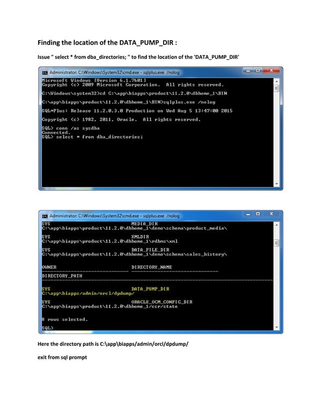 Exporting Schema To Dmp File And Importing It Into Other Oracle